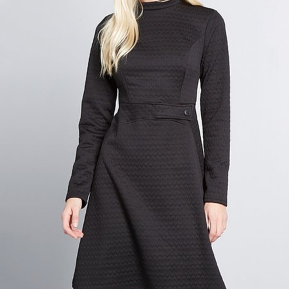 Modcloth | Dresses | Nwt Modcloth Black Taken By Texture Mock Neck Mini ...